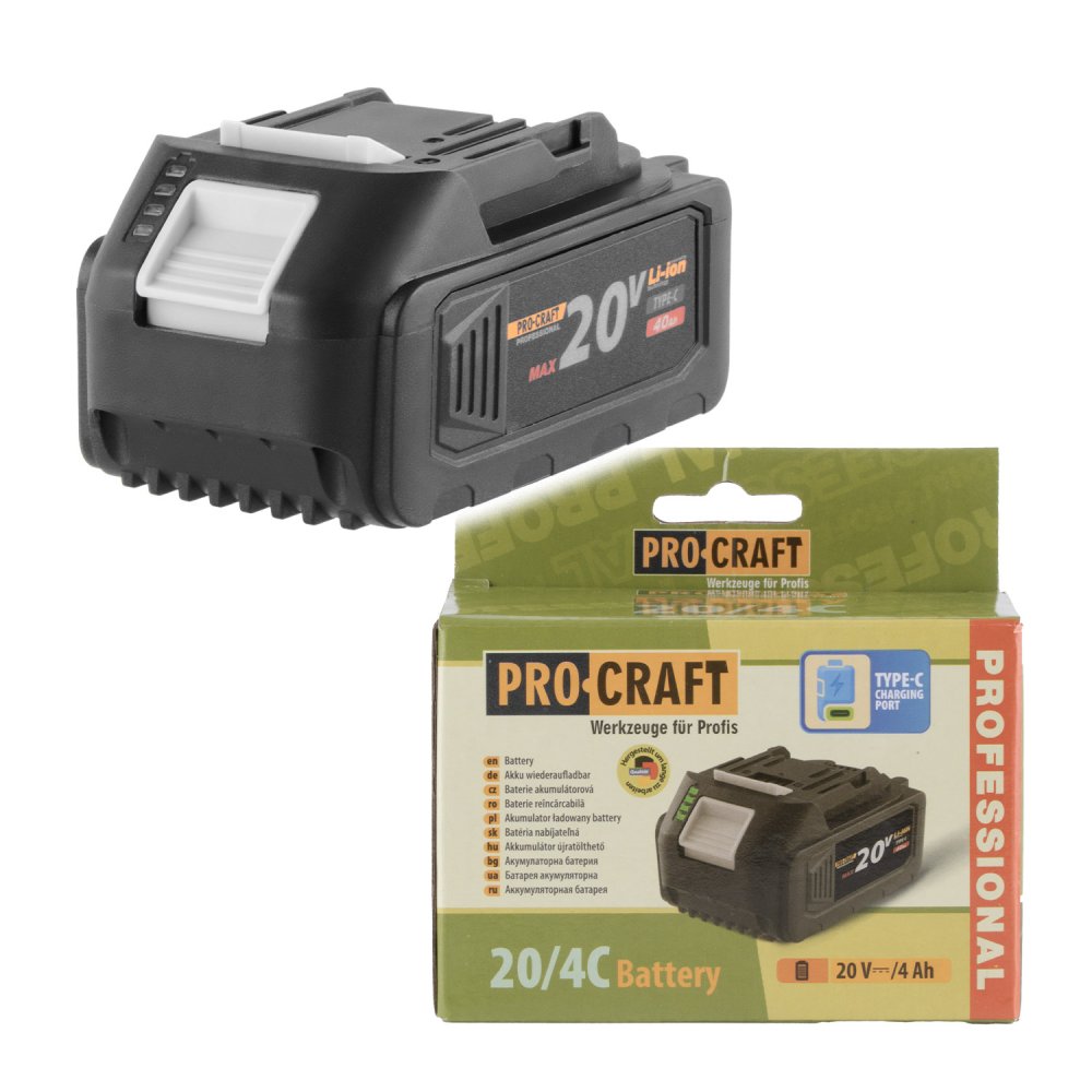 Procraft 20/4C aku baterie Li-Ion 20 V 4Ah USB-C - Elvin.cz